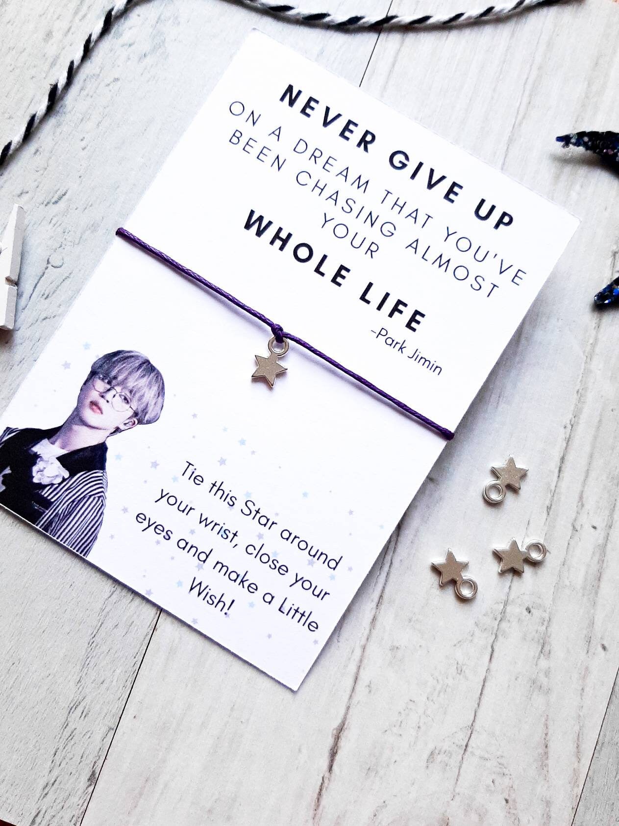 BTS Jimin Quote Wish Bracelet Park Jimin Charm Bracelet BTS | Etsy