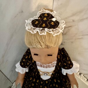 Black Print Colonial Gown With Cameo Jewel and Pinner Cap for 18" Doll ...
