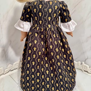 Black Print Colonial Gown With Cameo Jewel and Pinner Cap for 18 Doll ...