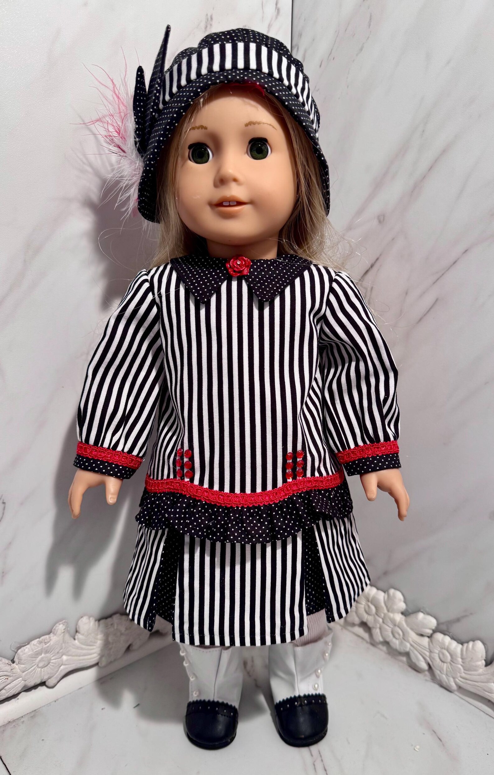 1920s Black and White Pleated Dress and Cloche Hat for 18 Doll - Etsy
