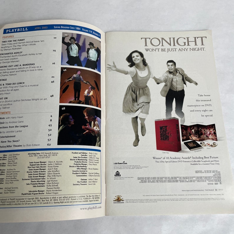 Vintage Playbill NINE 2003 Original Broadway Cast Antonio Banderas ...