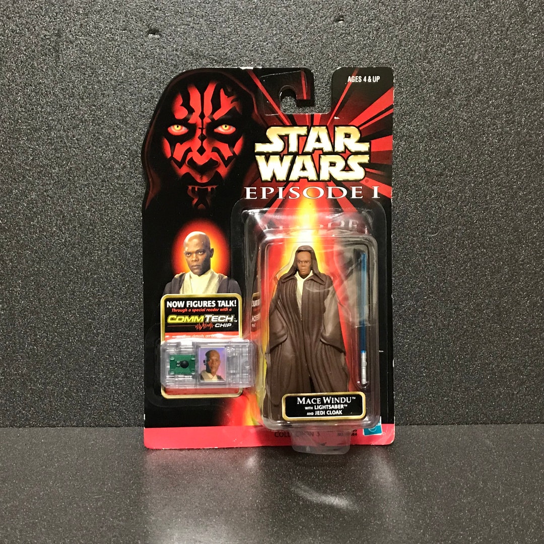 Star Wars Mace Windu With Lightsaber and Jedi Cloak Action Figure ...