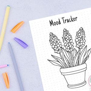 Hyacinth Flower Mood Tracker Printable Journal Page & Emotion Tracker ...