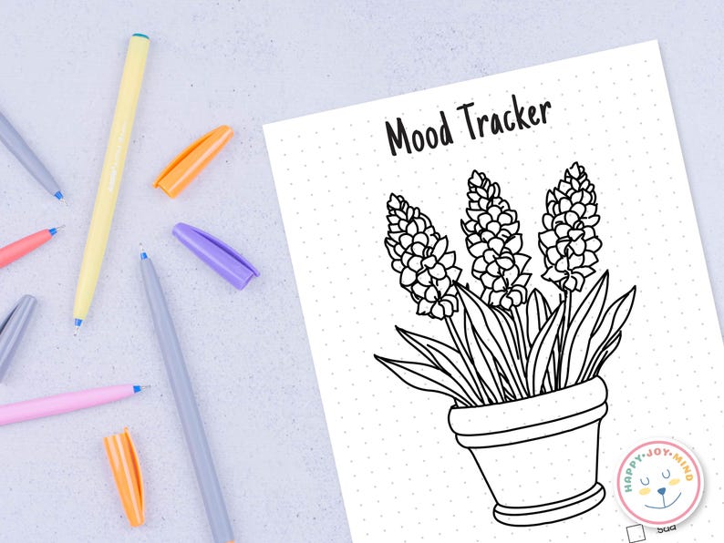Hyacinth Flower Mood Tracker Printable Journal Page & Emotion Tracker ...