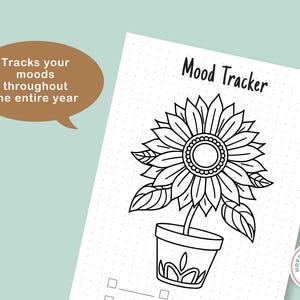 Sunflower Flower Mood Tracker Printable Journal Page & Emotion Tracker ...