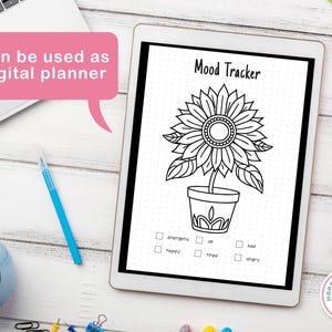 Sunflower Flower Mood Tracker Printable Journal Page & Emotion Tracker ...