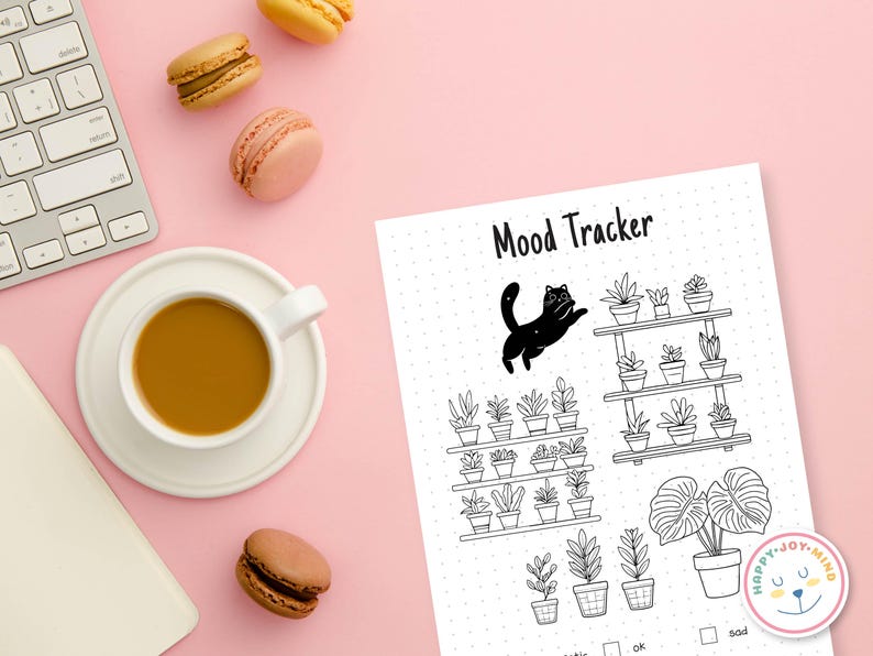 Cat & Plants Mood Tracker Printable Journal Page for Cat Lovers and ...