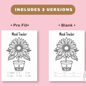 Sunflower Flower Mood Tracker Printable Journal Page & Emotion Tracker ...