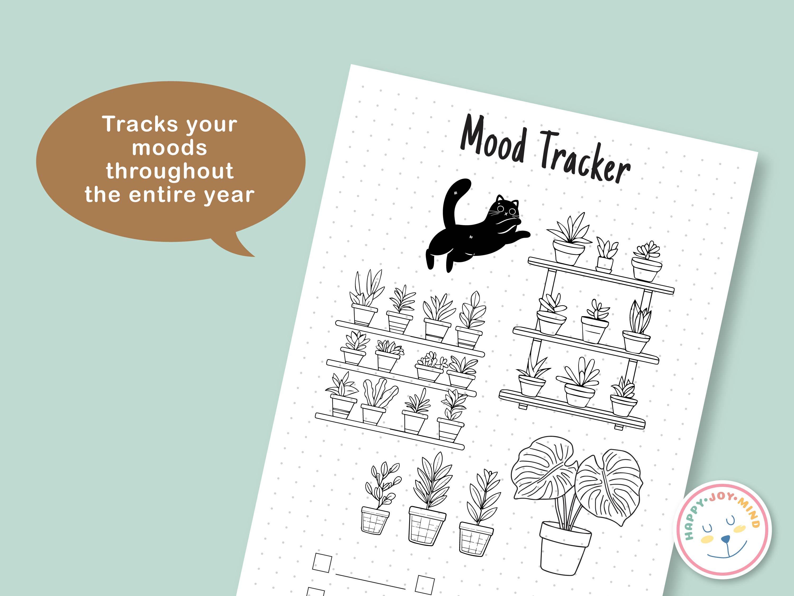 Cat & Plants Mood Tracker Printable Journal Page for Cat Lovers and ...