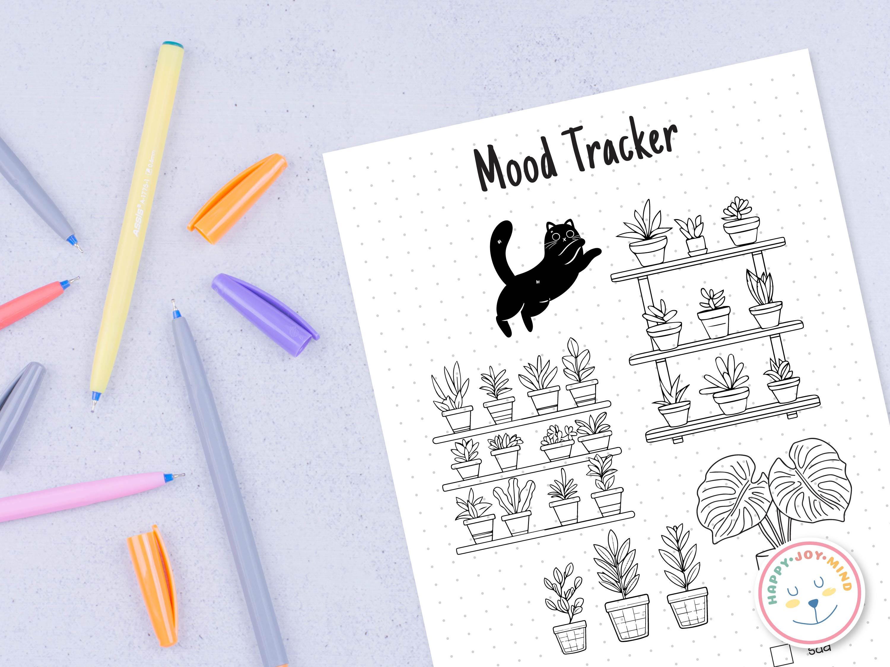 Cat & Plants Mood Tracker Printable Journal Page for Cat Lovers and ...
