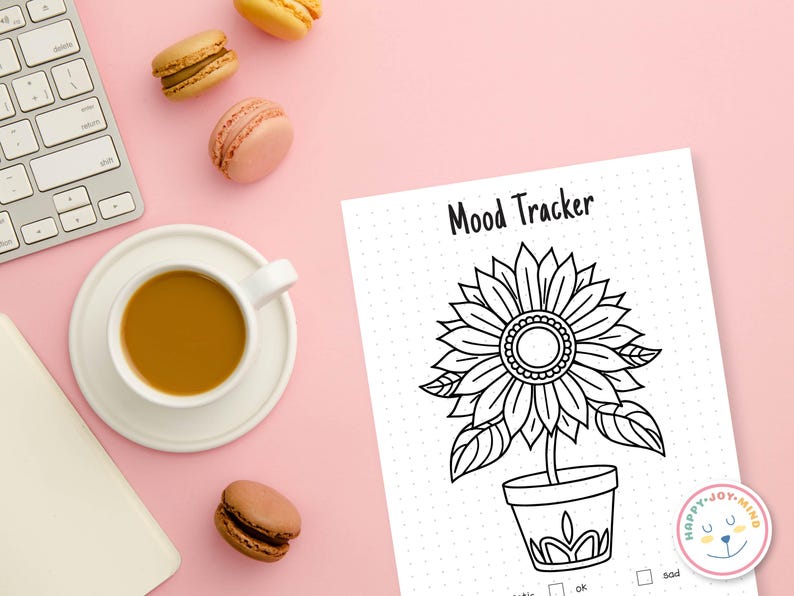Sunflower Flower Mood Tracker Printable Journal Page & Emotion Tracker ...