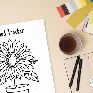 Sunflower Flower Mood Tracker Printable Journal Page & Emotion Tracker ...