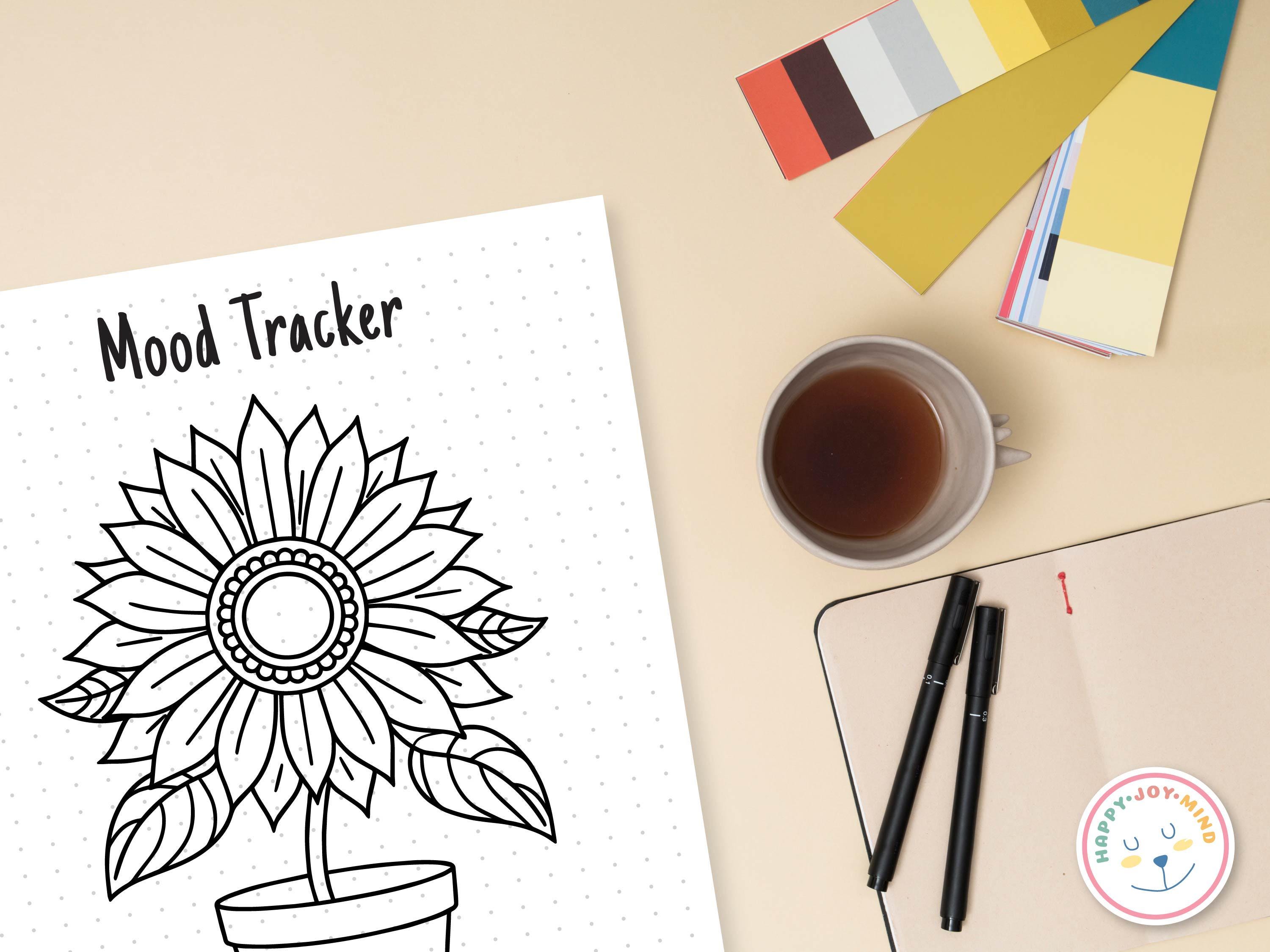 Sunflower Flower Mood Tracker Printable Journal Page & Emotion Tracker ...