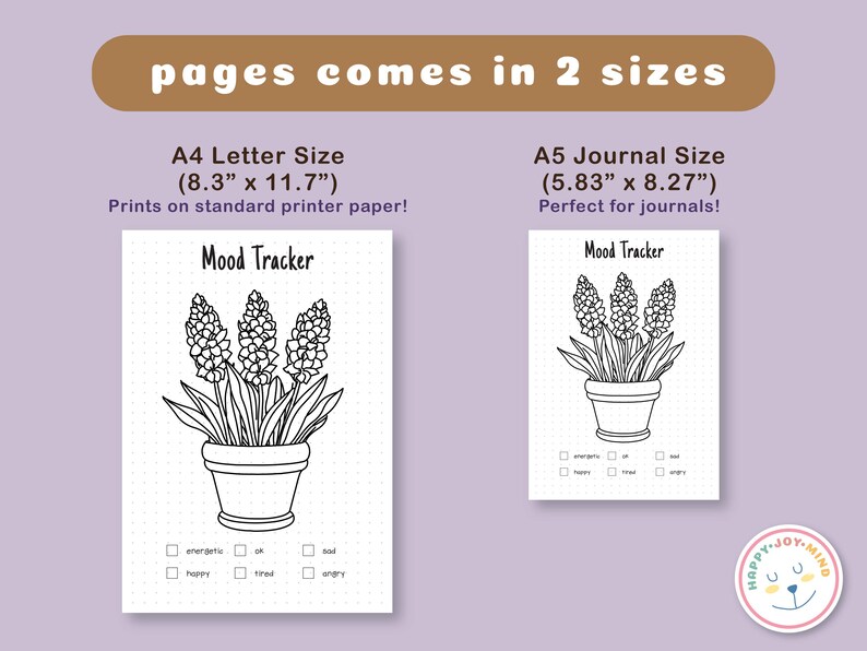 Hyacinth Flower Mood Tracker Printable Journal Page & Emotion Tracker ...
