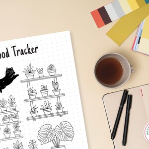 Cat & Plants Mood Tracker Printable Journal Page for Cat Lovers and ...