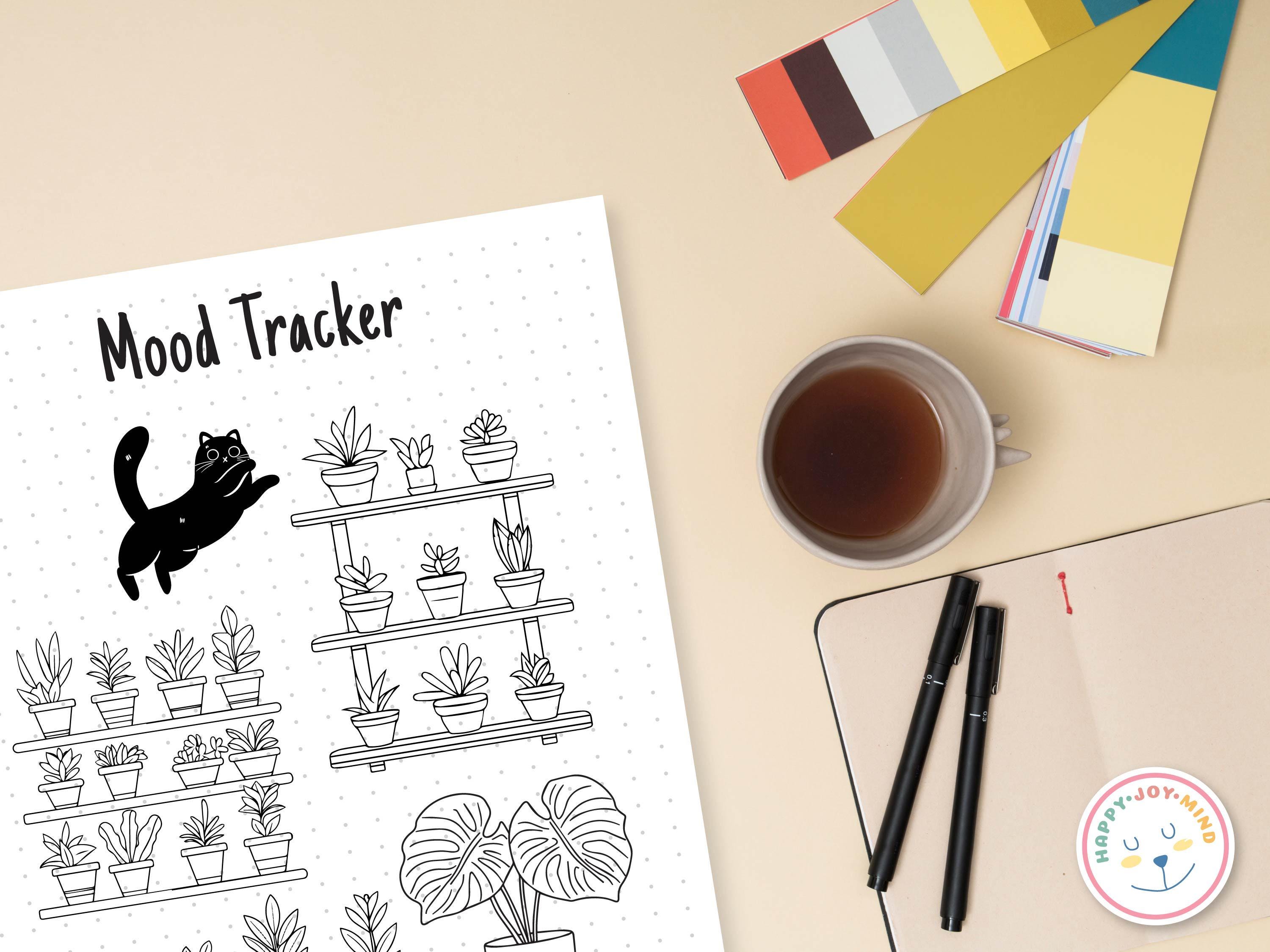 Cat & Plants Mood Tracker Printable Journal Page for Cat Lovers and ...