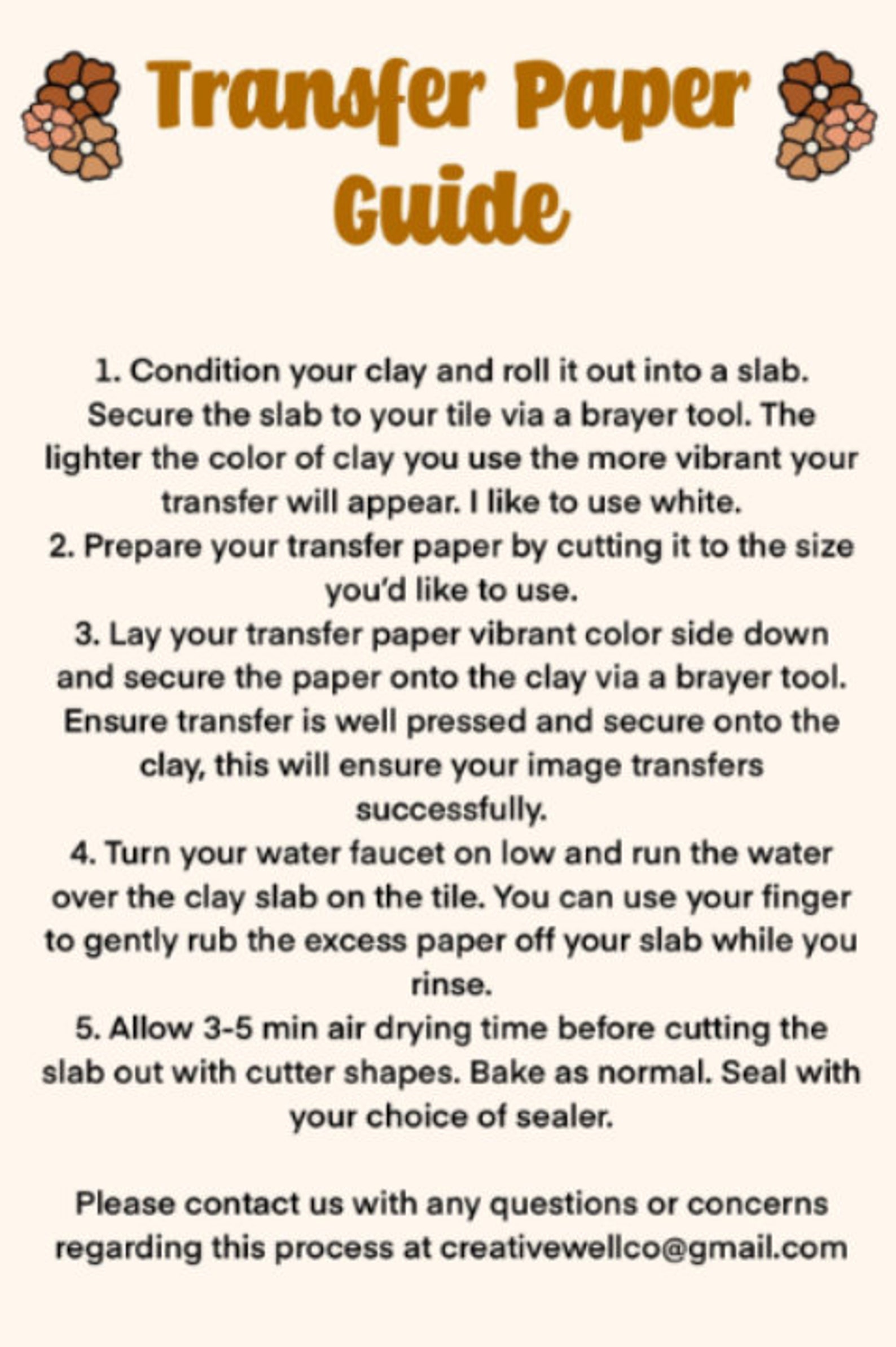 TP220 POLYMER CLAY TRANSFER Paper Floral Transfer Paper Clay Transfer ...