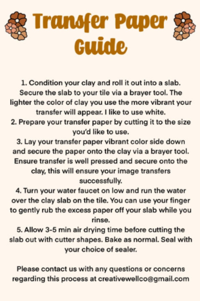 TP227 POLYMER CLAY TRANSFER Paper Back to School Transfer Paper Clay ...