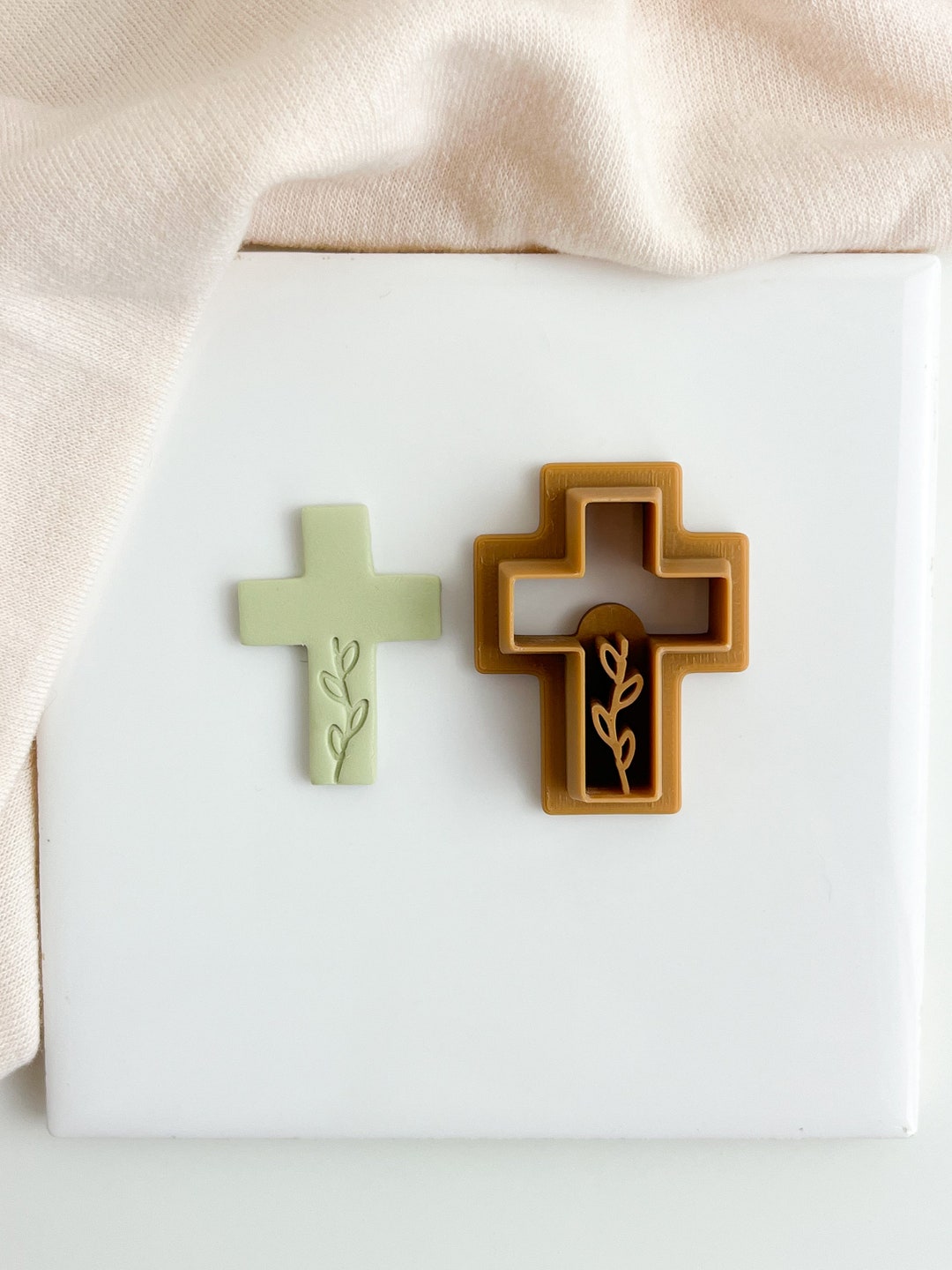 Flower Stem Cross Easter Christian Faith Clay Cutter Religious Clay ...