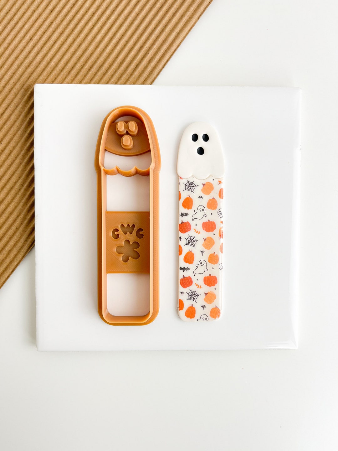 Ghost Bookmark Fall Polymer Clay Bookmark Cutter Halloween Spooky Clay ...