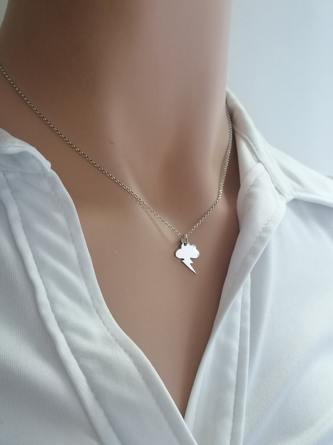 Thunderstorm Necklace White Gold Yellow Gold Cloud and - Etsy