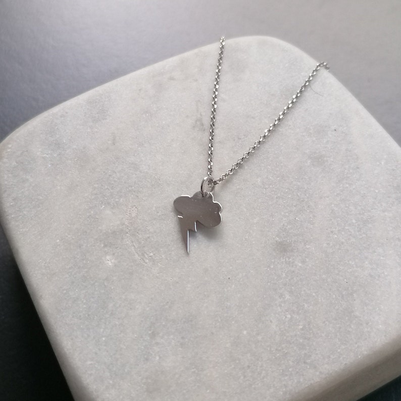 Thunderstorm Necklace White Gold Yellow Gold Cloud and | Etsy