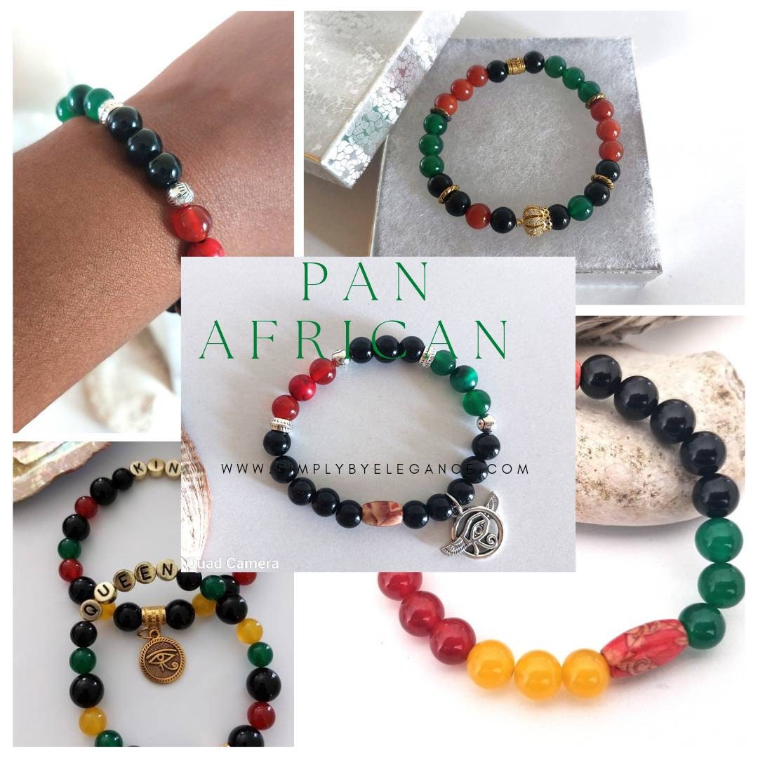 Juneteenth Bracelet African Crystal Bracelet Red Black & - Etsy