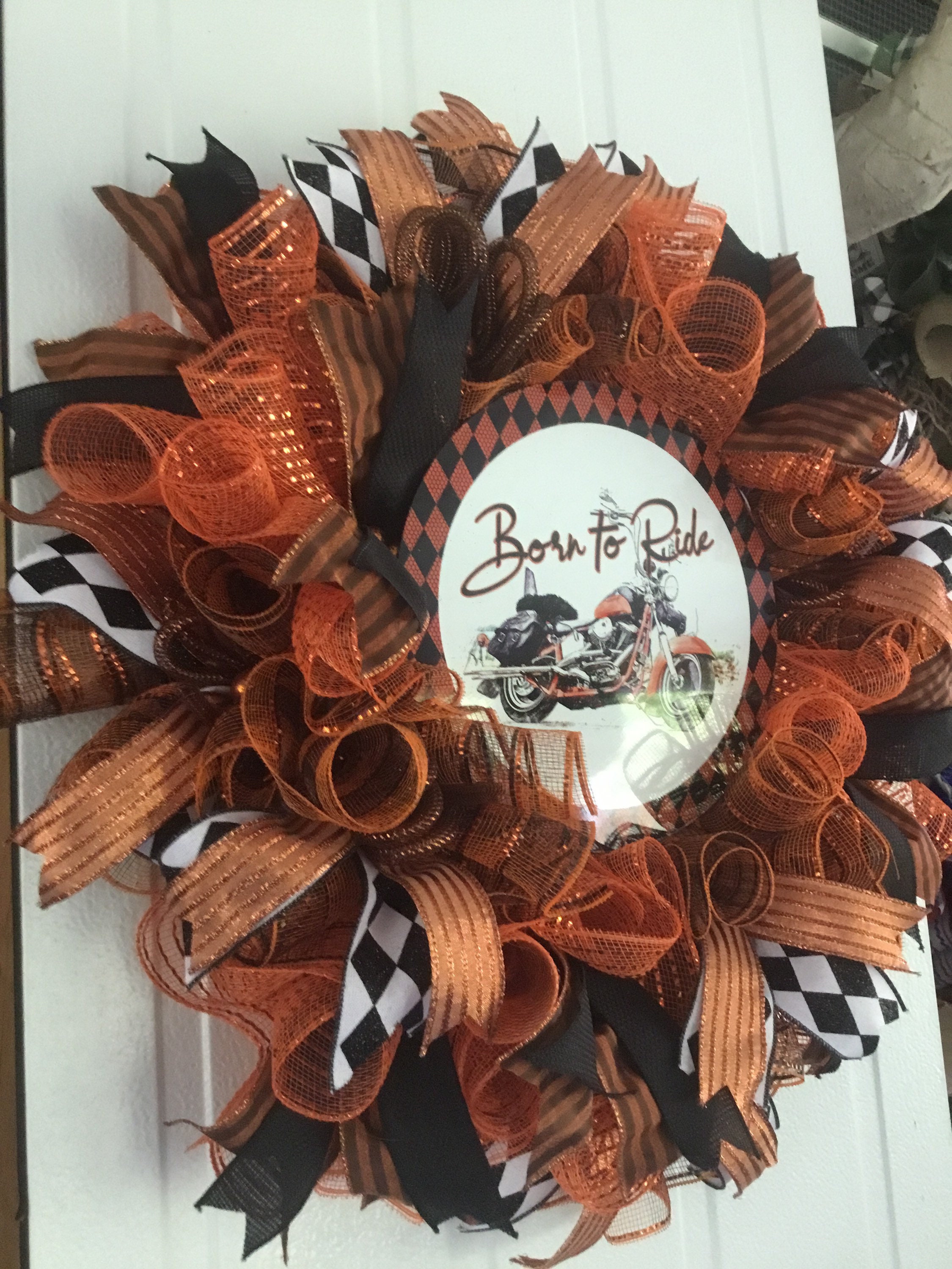 Motorcycle Wreath, Cycle Riders, Rosekranscreation, Father’s Day Wreath ...