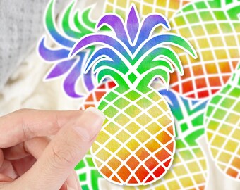 Rainbow Pineapple Vinyl Sticker, Pineapple Sticker, Fruit Sticker ...