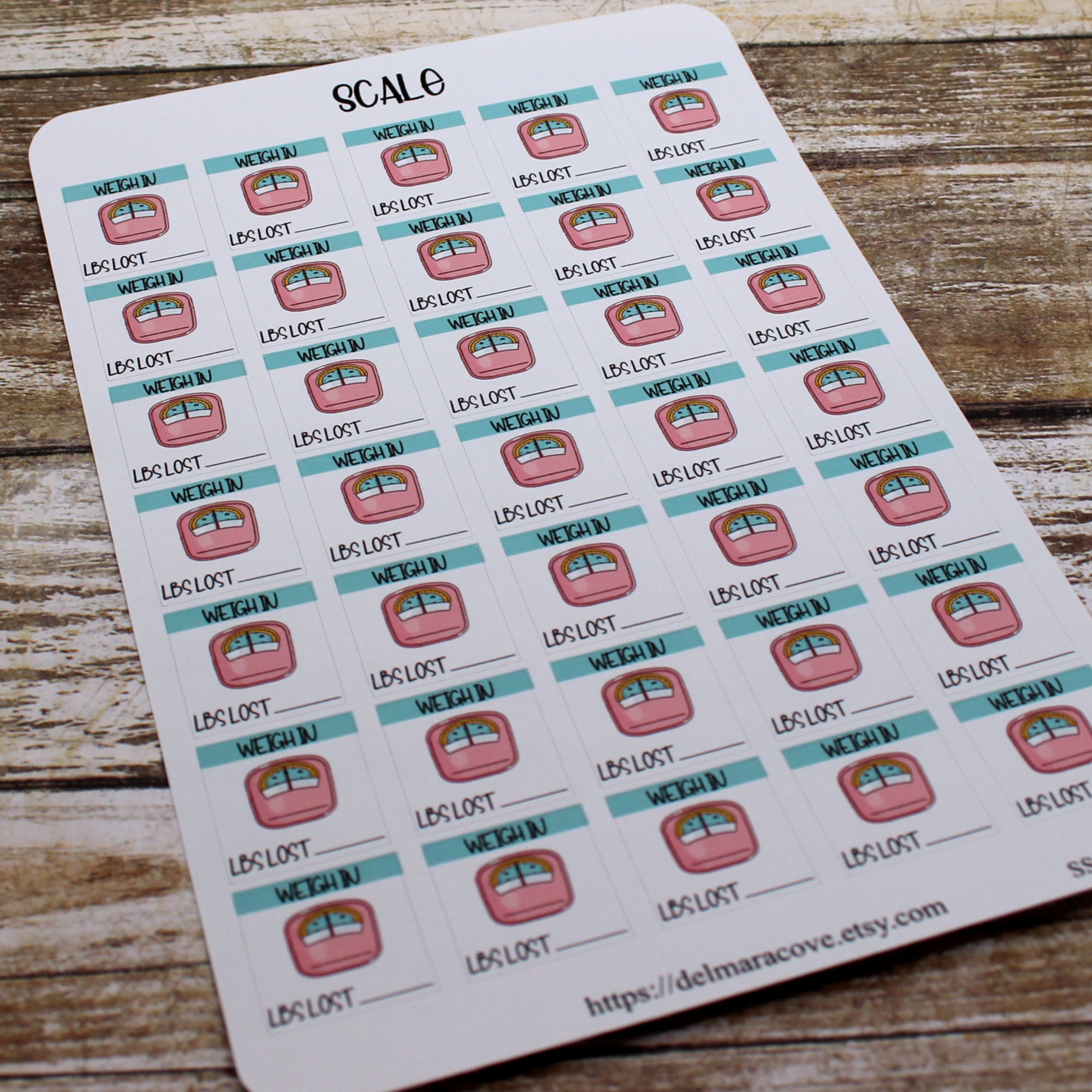 Weight Loss Scale Tracker Sticker Sheet, Weight Scale Planner Stickers ...