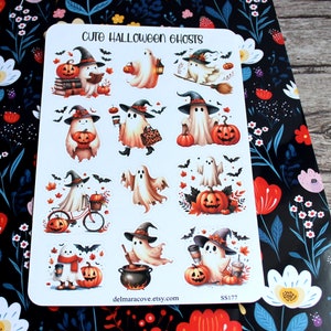 Cute Ghost Sticker Sheet, Halloween Ghost Stickers, Halloween Stickers ...