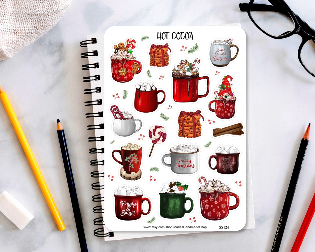 Hot Cocoa Sticker Sheet Christmas Stickers Planner Stickers - Etsy