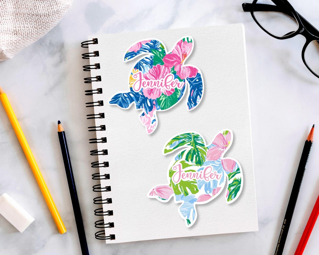 Custom Sea Turtle Name Sticker, Personalized Sea Turtle Sticker ...