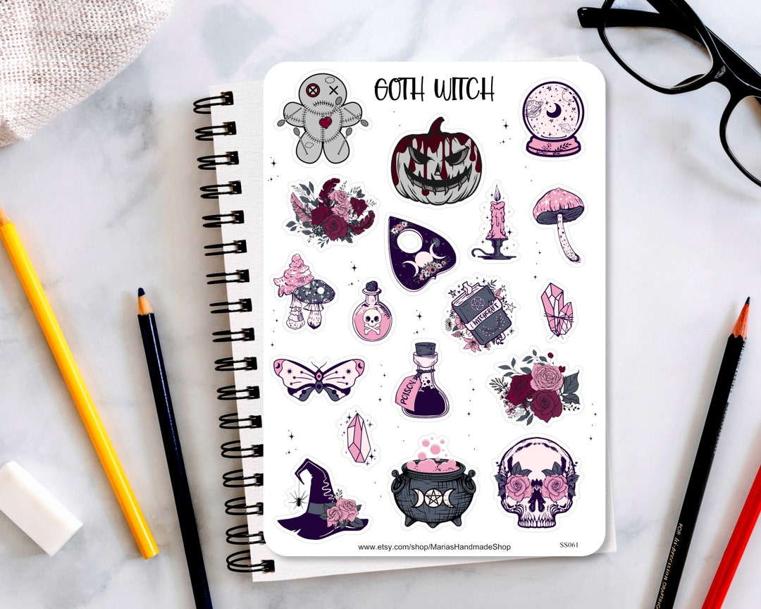 Halloween Goth Sticker Sheet, Goth Witch Stickers, Goth Sticker Sheet ...