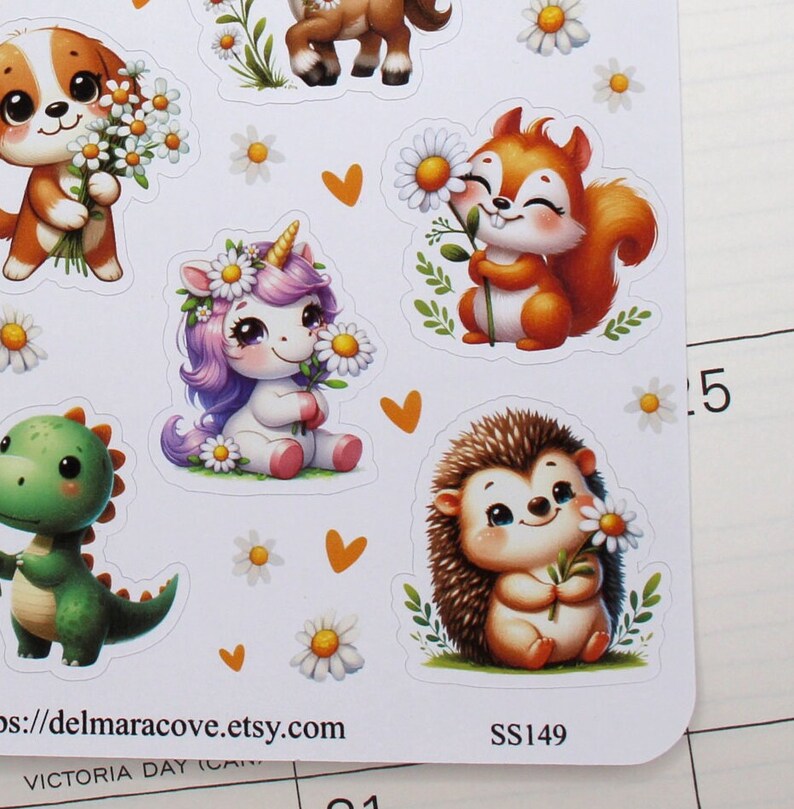 Daisy Baby Animals Planner Sticker Sheet, Cute Animals Journaling ...