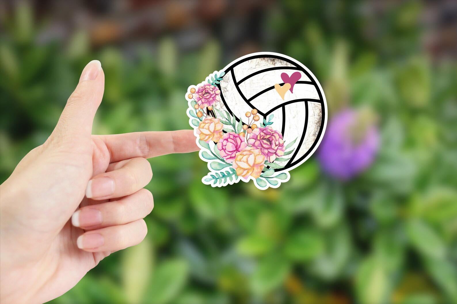 Volleyball Sticker Volleyball With Flowers Sticker Sports - Etsy
