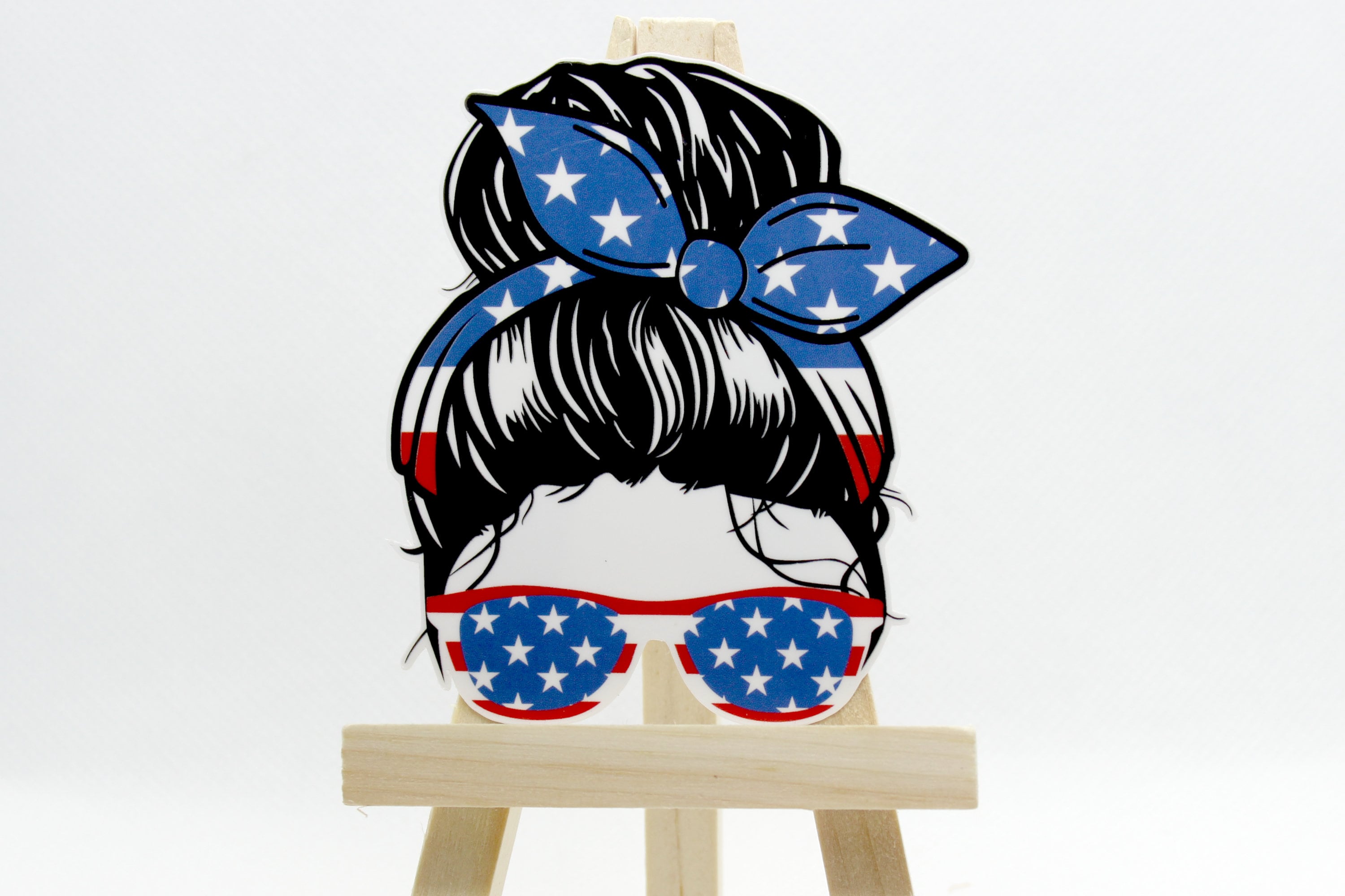 Messy Bun Sticker American Flag Messy Hair Bun Laptop | Etsy
