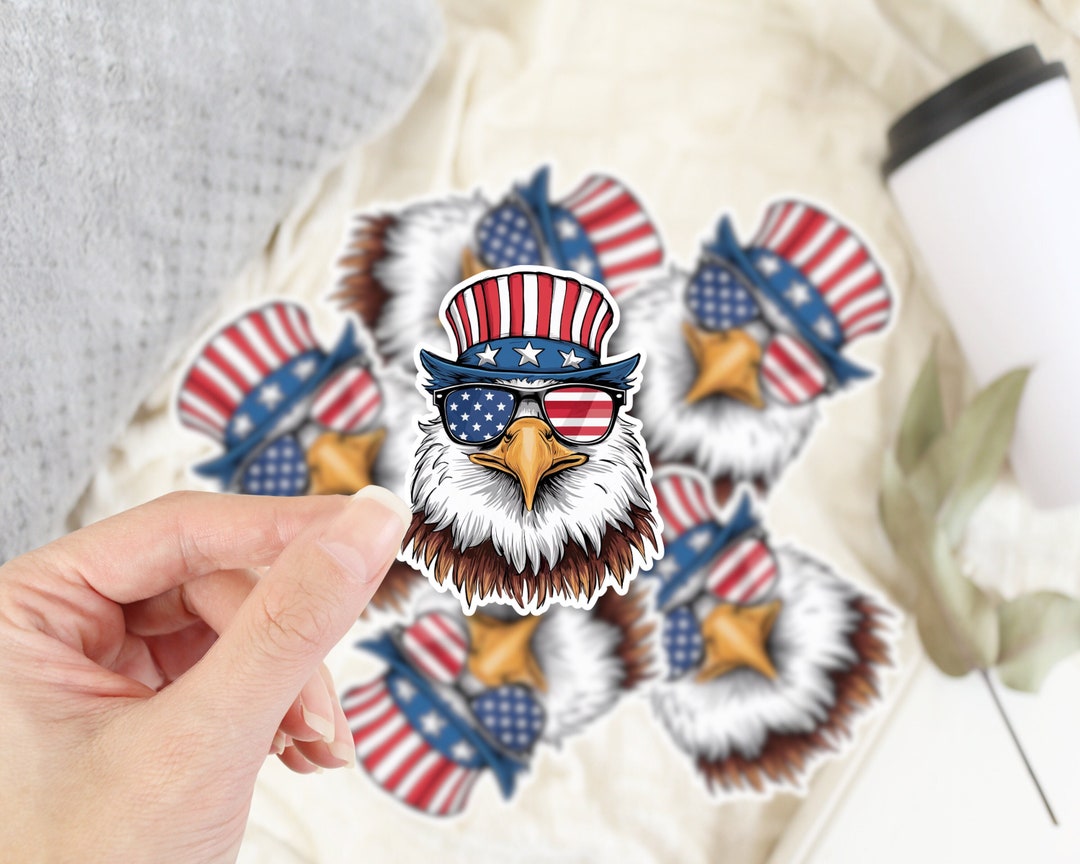 USA Bald Eagle Sticker, Patriotic Sticker, American Flag Sticker, 4th ...