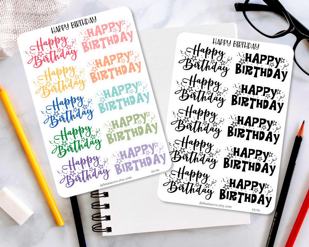 Happy Birthday Planner Sticker Sheet, Card Making Quote Stickers, Junk ...