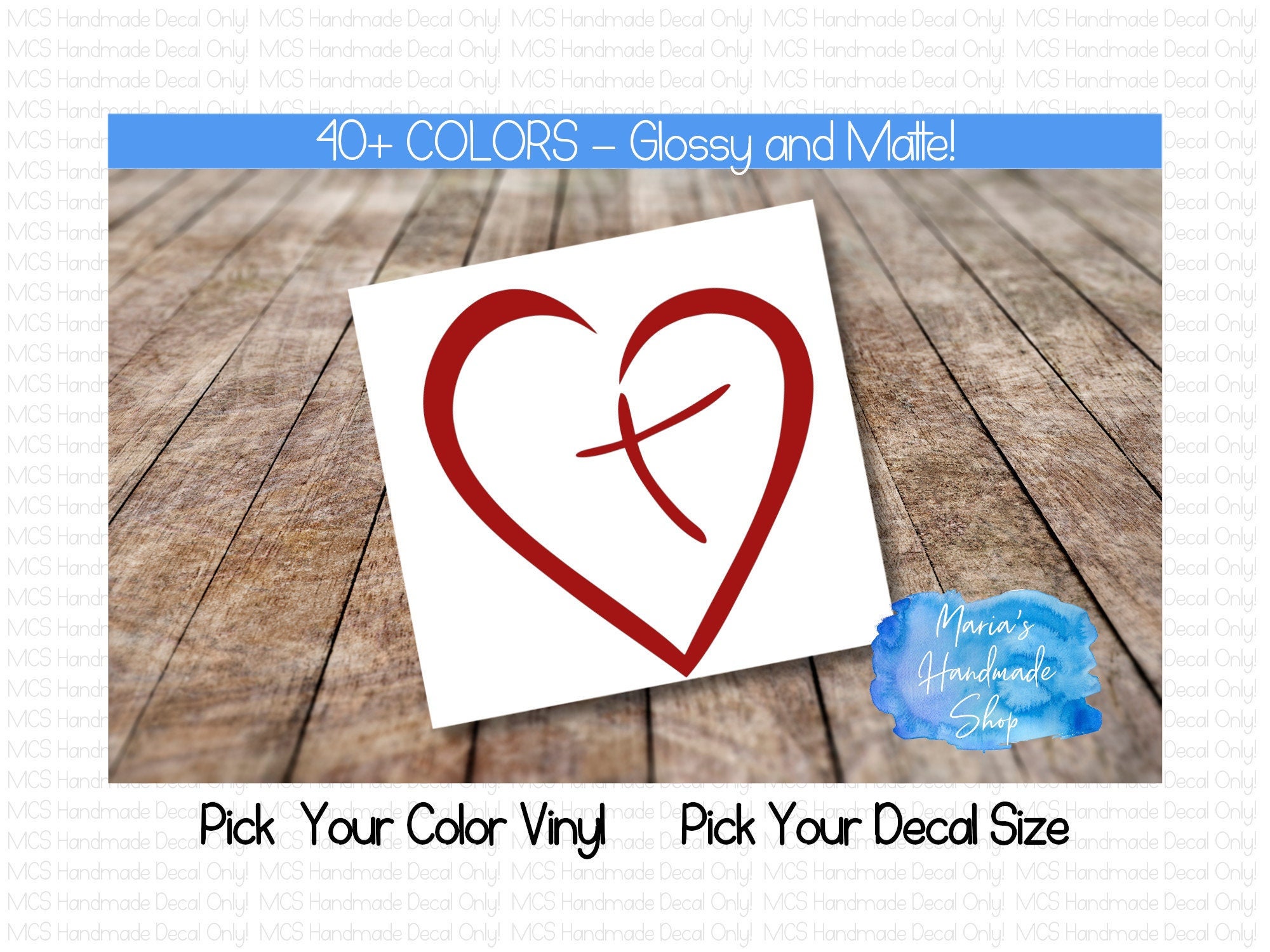 Cross Heart Decal Heart Decal Cross Decal Christian Decal - Etsy