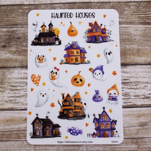 Haunted House Sticker Sheet, Haunted House and Ghost Stickers ...