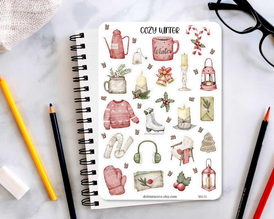 Cozy Winter Sticker Sheet, Winter Sticker Set, Planner Stickers ...