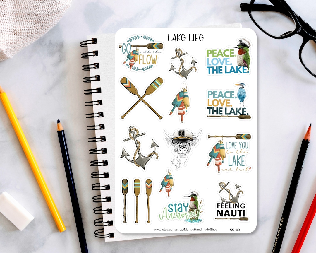 Lake Life Sticker Sheet, Lake Stickers, Summertime Stickers, Planner ...