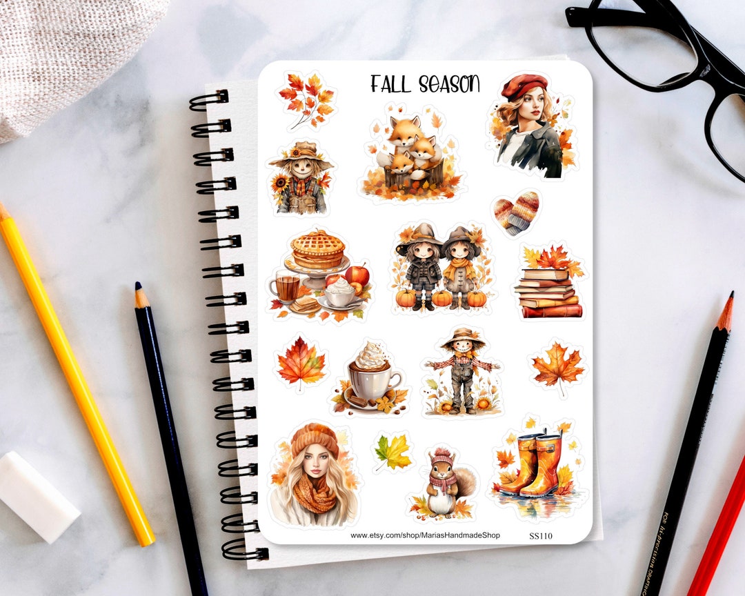 Fall Season Sticker Sheet Autumn Color Cozy Stickers Fall - Etsy