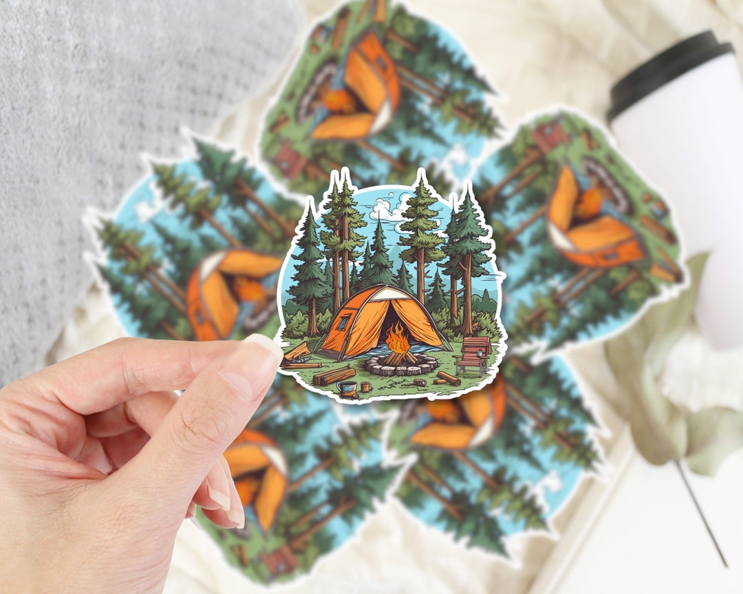 Camping Sticker, Camping Vinyl Sticker, Adventure, Laptop Sticker ...