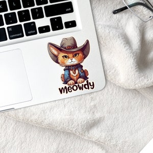 Meowdy Sticker, Cat Sticker, Cowboy Cat Sticker, Cat Lover Gift, Laptop ...
