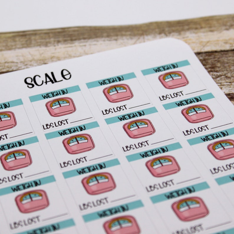Weight Loss Scale Tracker Sticker Sheet, Weight Scale Planner Stickers ...