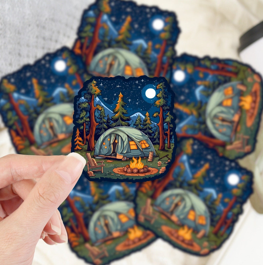 Camping Sticker, Camping Vinyl Sticker, Adventure, Laptop Sticker ...