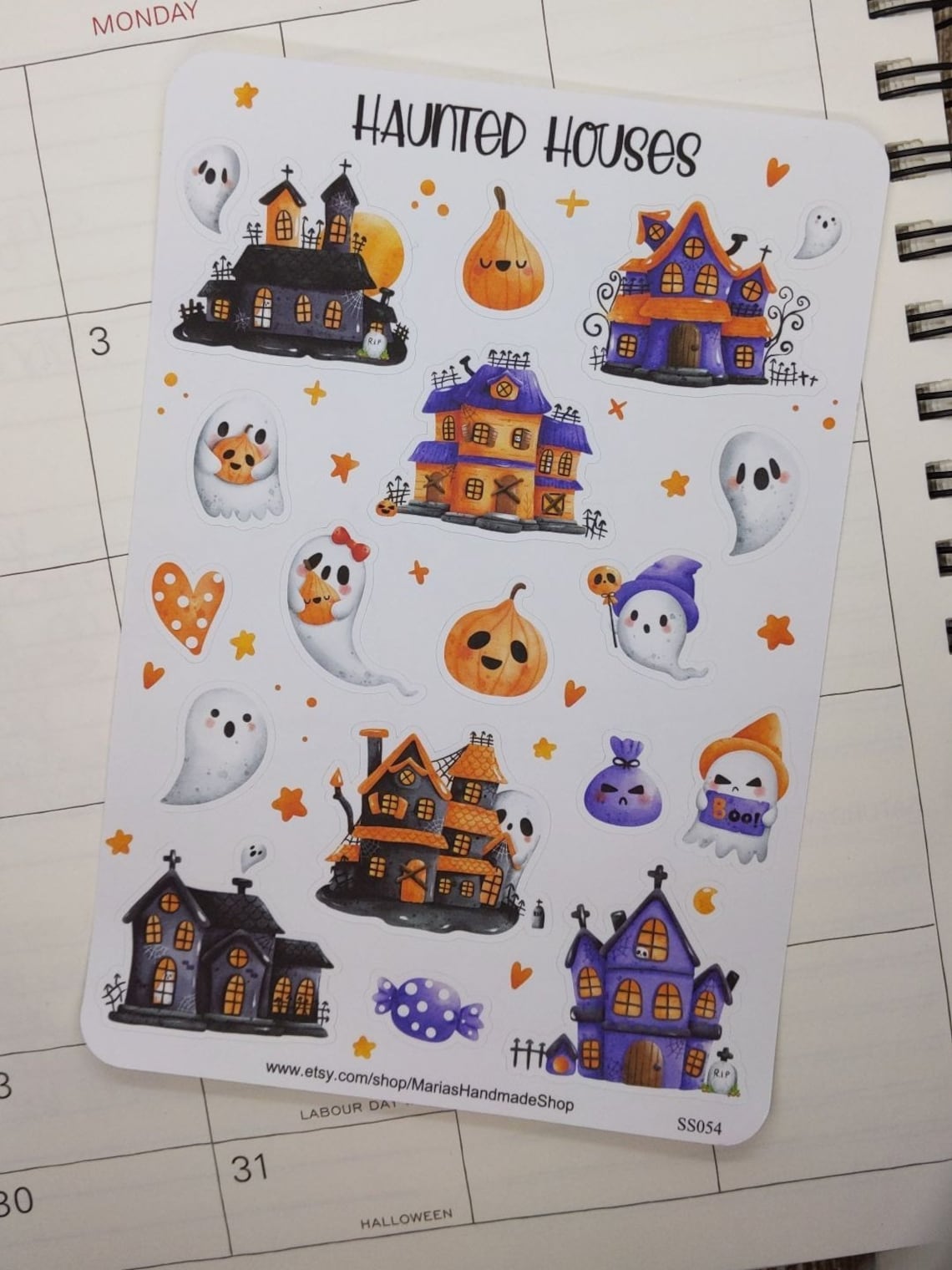 Haunted House Sticker Sheet Haunted House and Ghost Stickers - Etsy