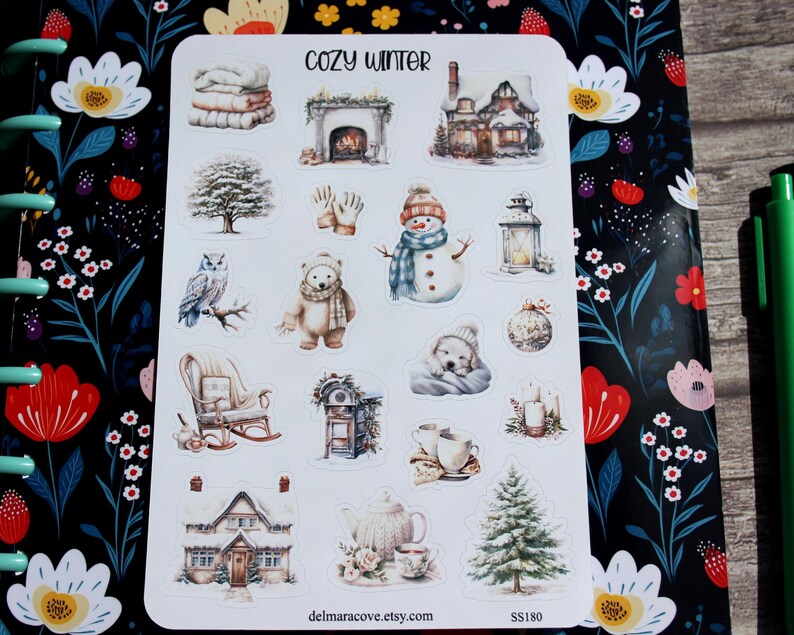 Cozy Winter Sticker Sheet, Winter Sticker Set, December Planner ...